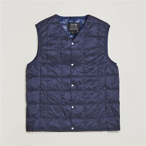 Taion V Neck Lightweight Down Vest Navy Bei Care Of Carl
