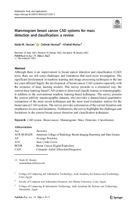 pdf mammogram breast cancer cad systems for mass detection and