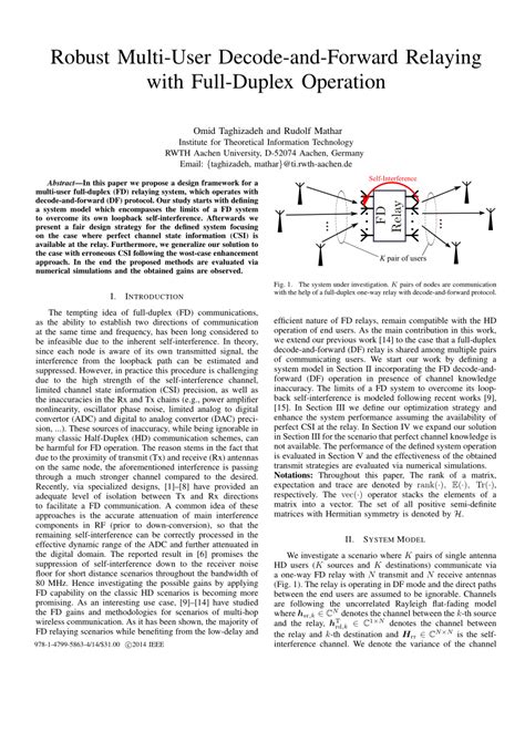 Pdf Robust Multi User Decode And Forward Relaying With Full Duplex Operation