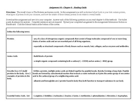 Assignment 6 Chapter 6 Reading Guide1 Assignment 6 Chapter 6