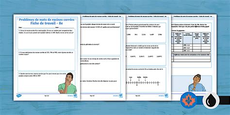 Square Roots Word Problems Grade 8 French Teacher Made