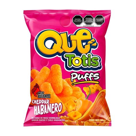Botana De Maíz Totis Quetotis Puffs Sabor Cheddar Habanero 180 G