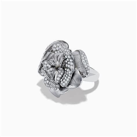 925 Sterling Silver Diamond Flower Ring