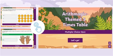 the numbers games arithmagic themed 5 times table multiple choice quiz