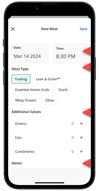 Optavia App Meal Tracker