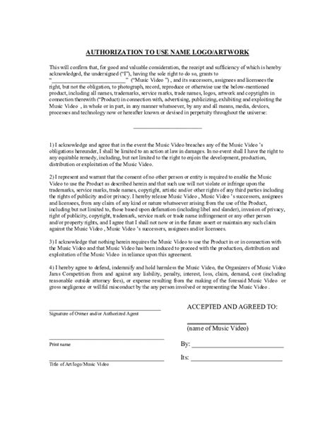 Fillable Online Authorization To Use Nameproductlogo Fax Email Print
