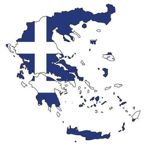 Greece Map With Flag Outline Of A State With A National Flag White