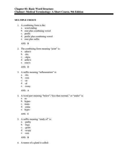 Solution Medical Terminology A Short Course 9th Edition By Davi Ellen