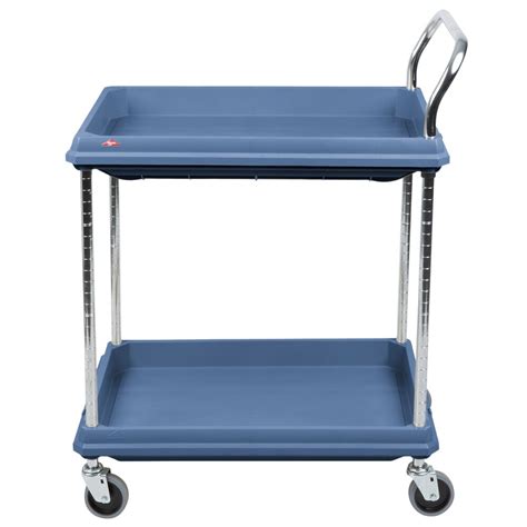 Metro Bc2030 2dbl Black Utility Cart With Two Deep Ledge Shelves 32 3 4