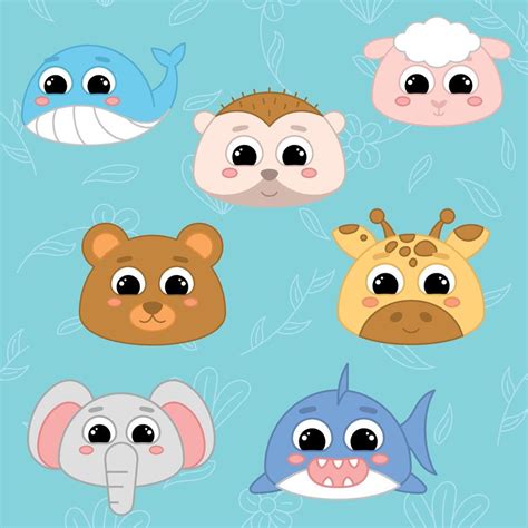 Cute Kawaii Emoji Animal Icons Set 45256204 Vector Art At Vecteezy