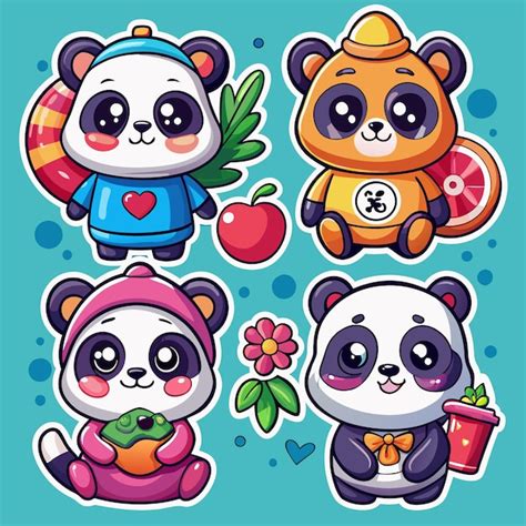 Cute Panda Stickers With Adorable Expressions Premium Ai Generated Vector