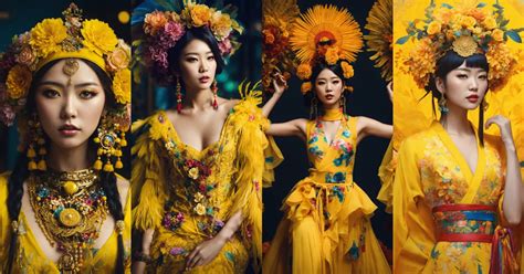 Lexica A Beautiful Japanese Female Pop Artist In A Yellow Bohemian