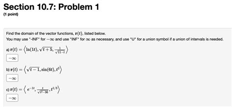 Solved Section 107 Problem 1 1 Point Find The Domain Of