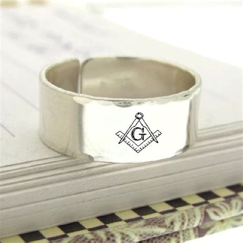 Personalized Masonic Ring Custom Freemason Symbol Text Engraving
