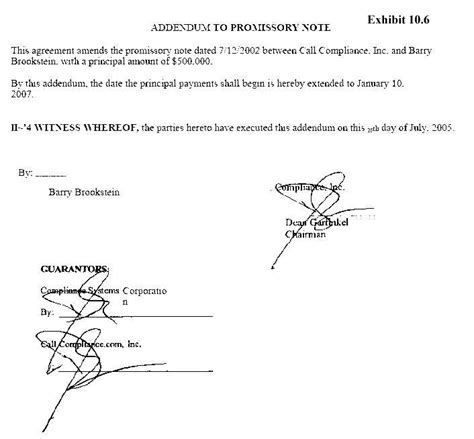 Promissory Note Addendum Template