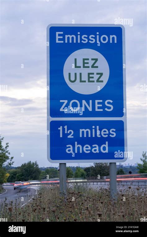 Lez And Ulez Traffic Sign Warning Drivers Of Entering Low Emission Zone