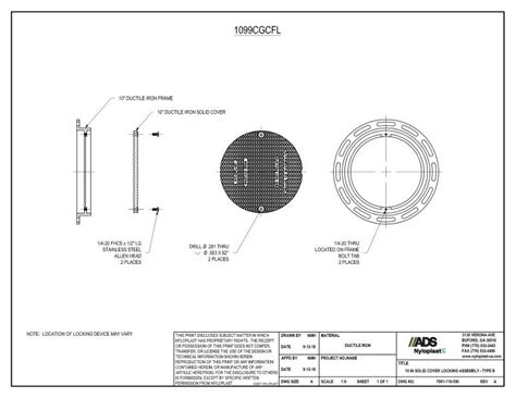 10 Solid Locking Cover Assembly Drain Basin Nyloplast Detail