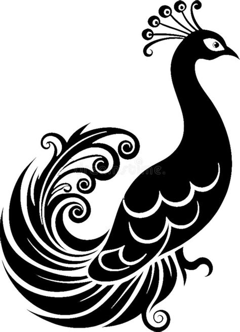 Vintage Peacock Black Stencil Elegant Design Stock Illustration Illustration Of Black