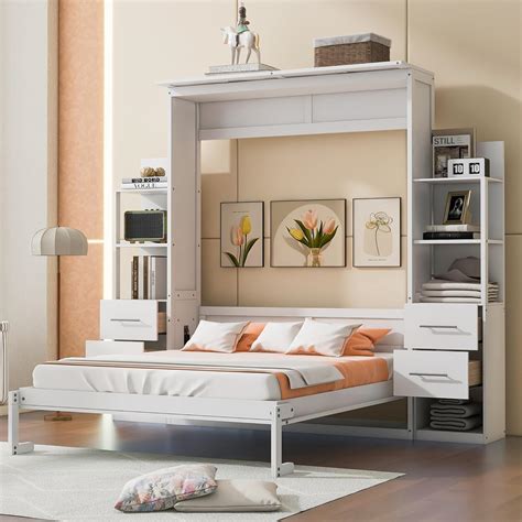 Uocfyk Murphy Bed Wall Bed Queen Size With Storage Drawers