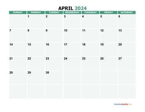 April 2024 Calendars Calendar Quickly