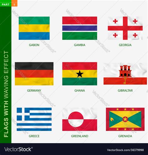 Set Flag With Waving Effect National Royalty Free Vector