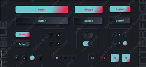User Interface Neumorphic Design Kit With Neumorphism Style App UI UX Templates GUI For