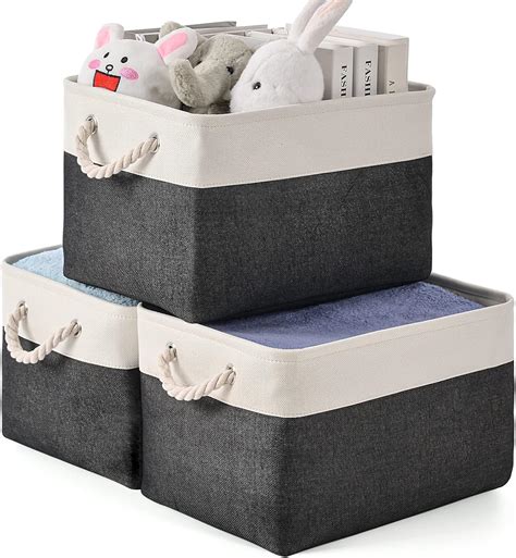 Storage Bins 3 Pack Fabric Storage Basket For Collapsible