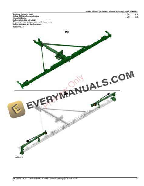 John Deere Db60 Planter 36 Rows 20 Inch Spacing Sn 794101 Parts