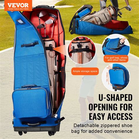 Vevor Travel Golf Bag With Wheels 1200d Padded Cover