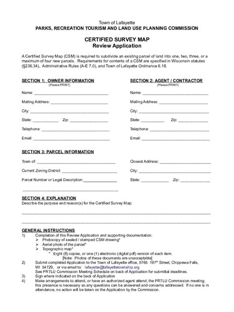 Fillable Online Certified Survey Map Review Application Fax Email Print