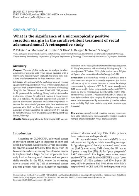 Pdf What Is The Significance Of A Microscopically Positive Resection Margin In The Curative