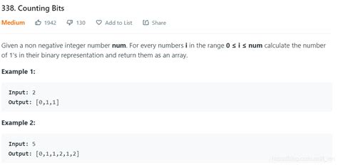 Leetcode 338 Counting Bitscounting The Number Of Bits递归 Csdn博客