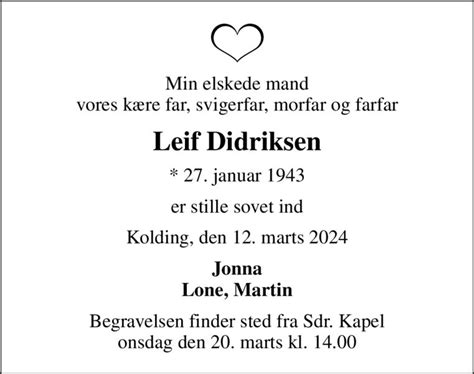 Leif Didriksen Dødsannoncer I Danmark