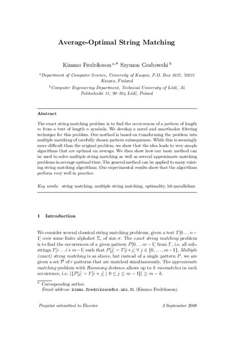 Pdf Average Optimal String Matching