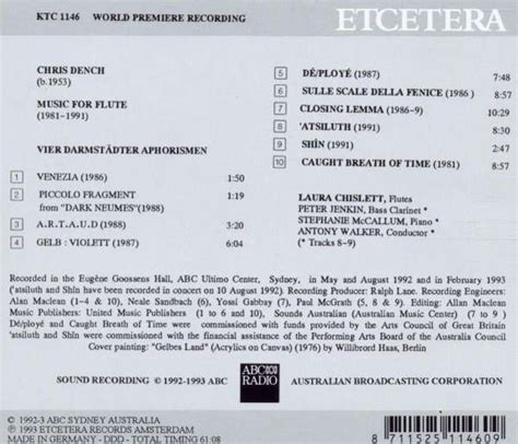 Chris Dench Music For Flute Etcetera