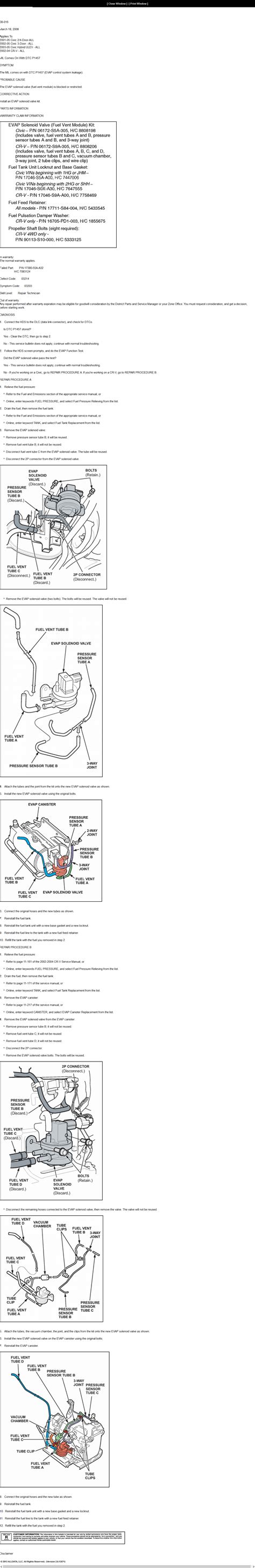 Qanda Honda Cr V 2003 P1457 Code Causes Solutions And Diagram