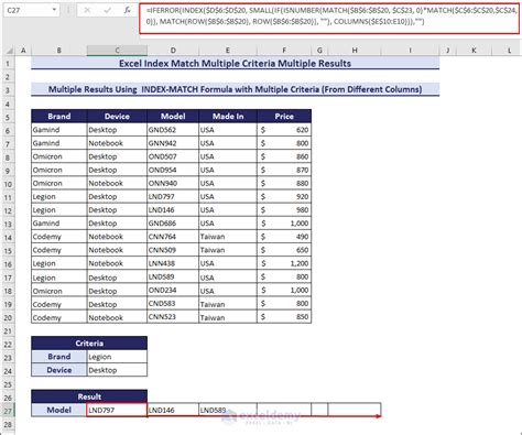 How To Use The Excel Index Match Function With Multiple Criteria And