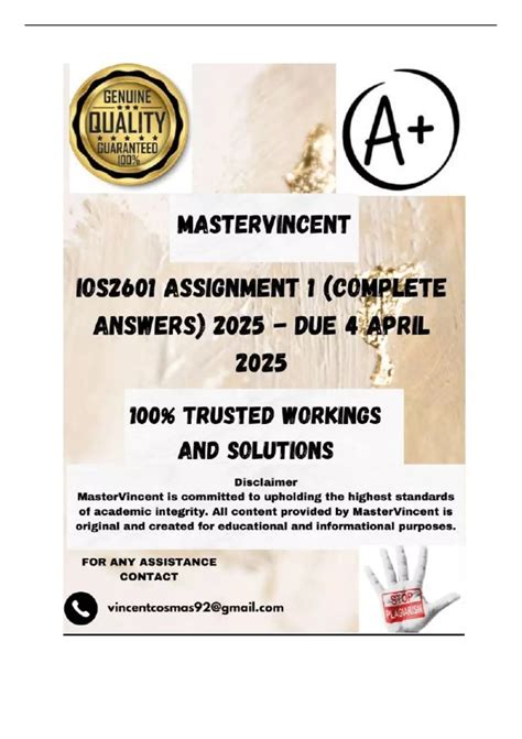 Ios2601 Assignment 1 Complete Answers 2025 Due 4 April 2025 100