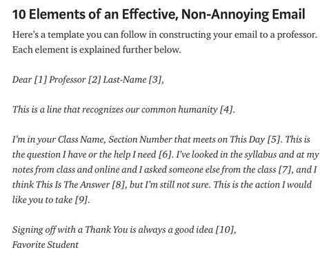 Formal Email Format To Professor