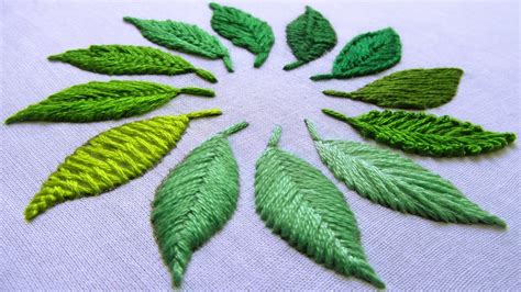 12 Types Of Leaves Easy Leaf Hand Embroidery Stitches Youtube