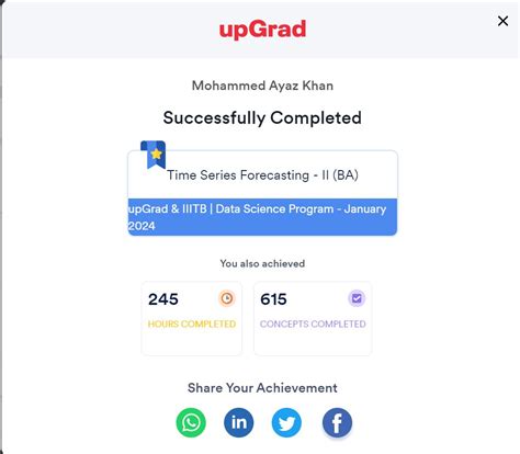 Successfully Completed Time Series Forecasting Ii Ba Upgrad And Iiitb