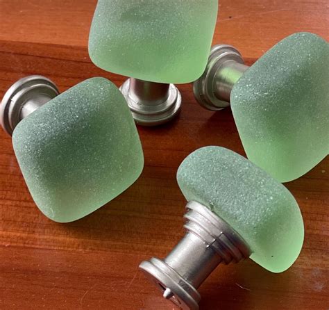 Seaglass Drawer Pull 1 Fantastic Light Seafoam Green Colored Cultured