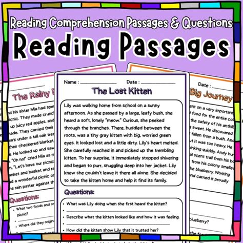 2nd Grade Reading Comprehension Passages And Questions Print And Go Ela