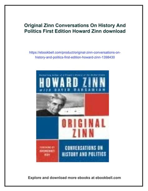 Original Zinn Conversations On History And Politics First Edition