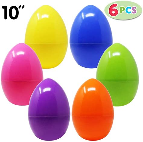 6pcs Jumbo Plastic Bright Solid Easter Egg Shells Easter Eggs