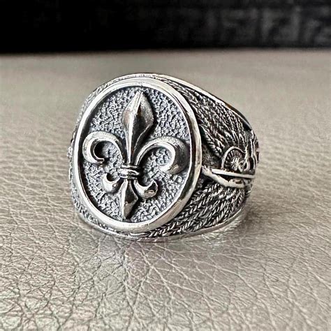 Handcrafted 925 Sterling Silver Fleur De Lis Ring Three Musketeer