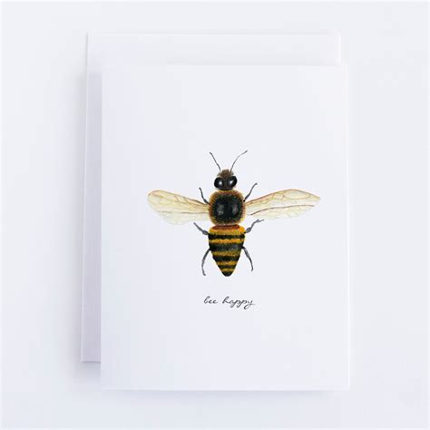 Honey Bee Watercolor Note Card Finding Silver Pennies