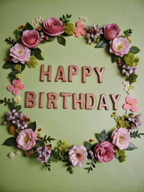 A Happy Birthday Sign With Pink Flowers And The Words Happy Birthday On