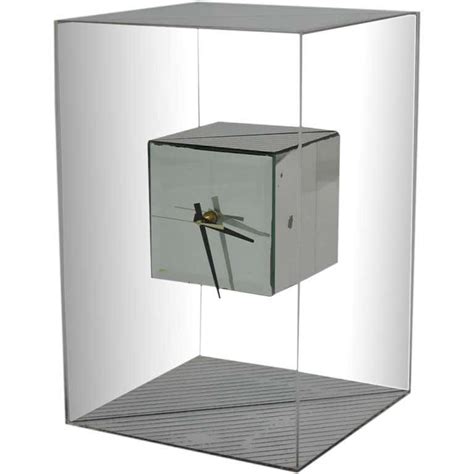 Large Opart Lucite And Mirror Floating Cube Clock At 1stdibs