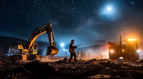 Free Nighttime Construction Work Image Night Construction Workers